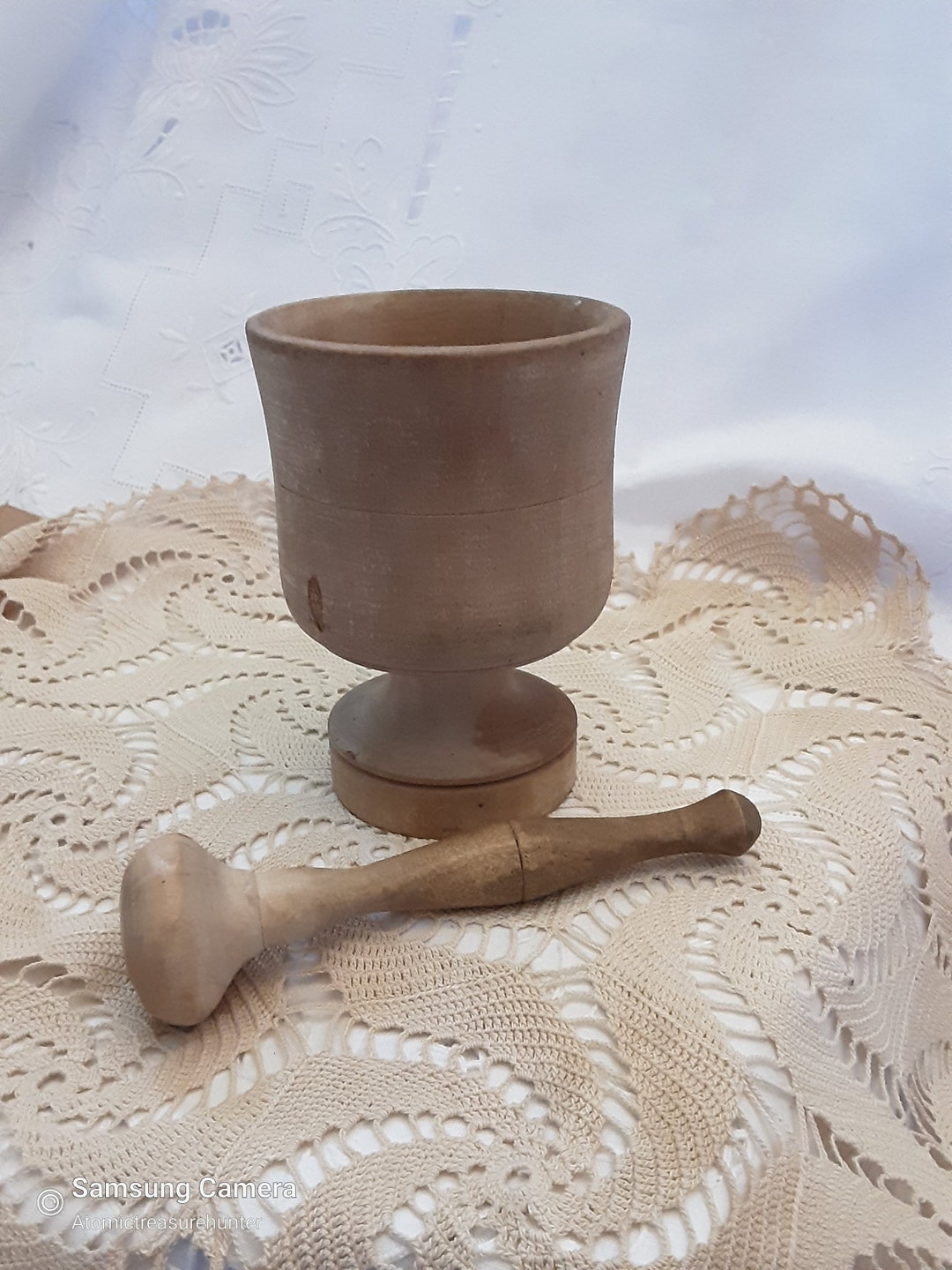 Vintage Wood / Wooden Pestal and Mortar Bare Wood Kitchen Decor ...