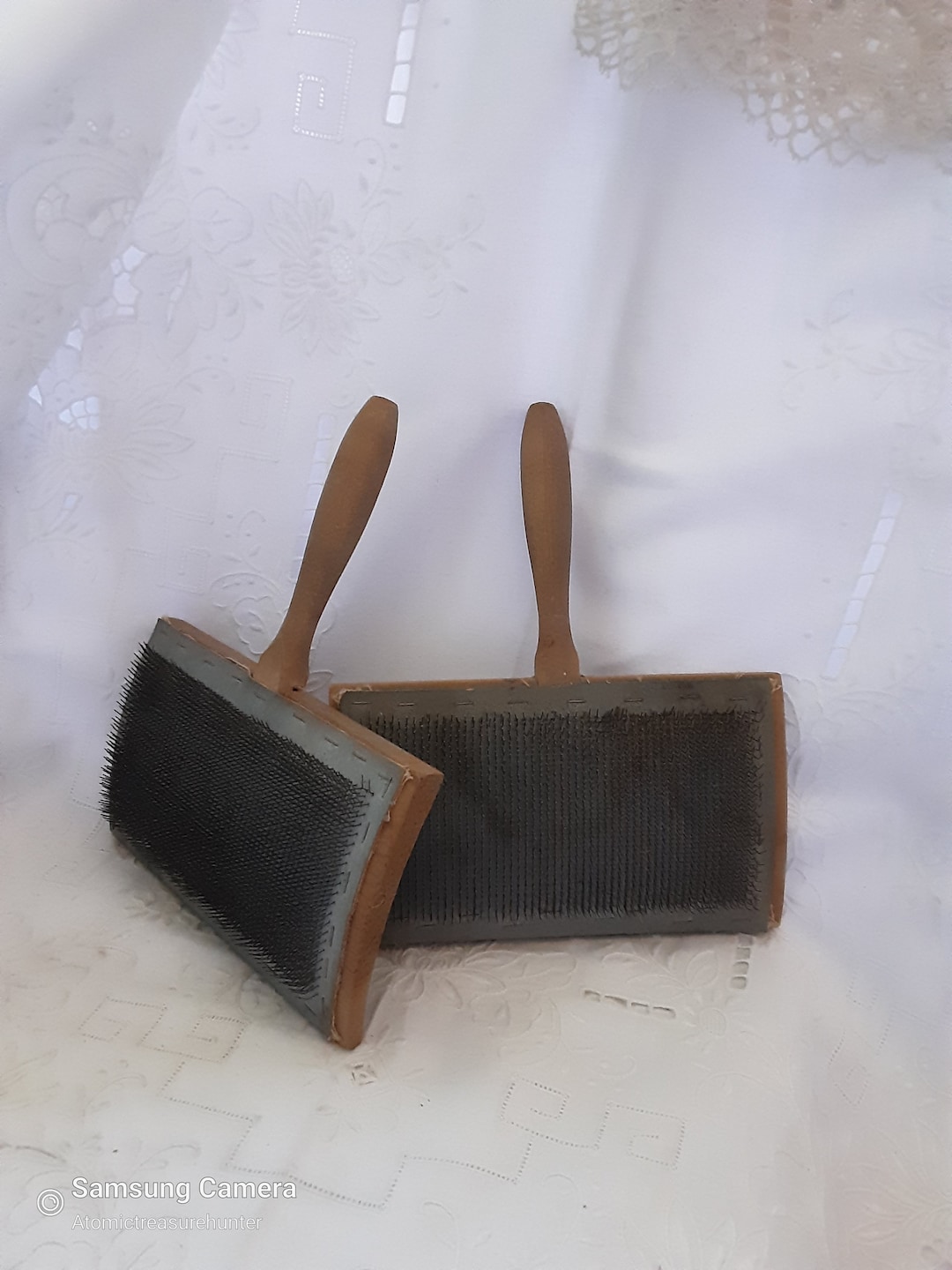 Large Vintage Hand Carding Brushes Pair Primitive Wool - Etsy