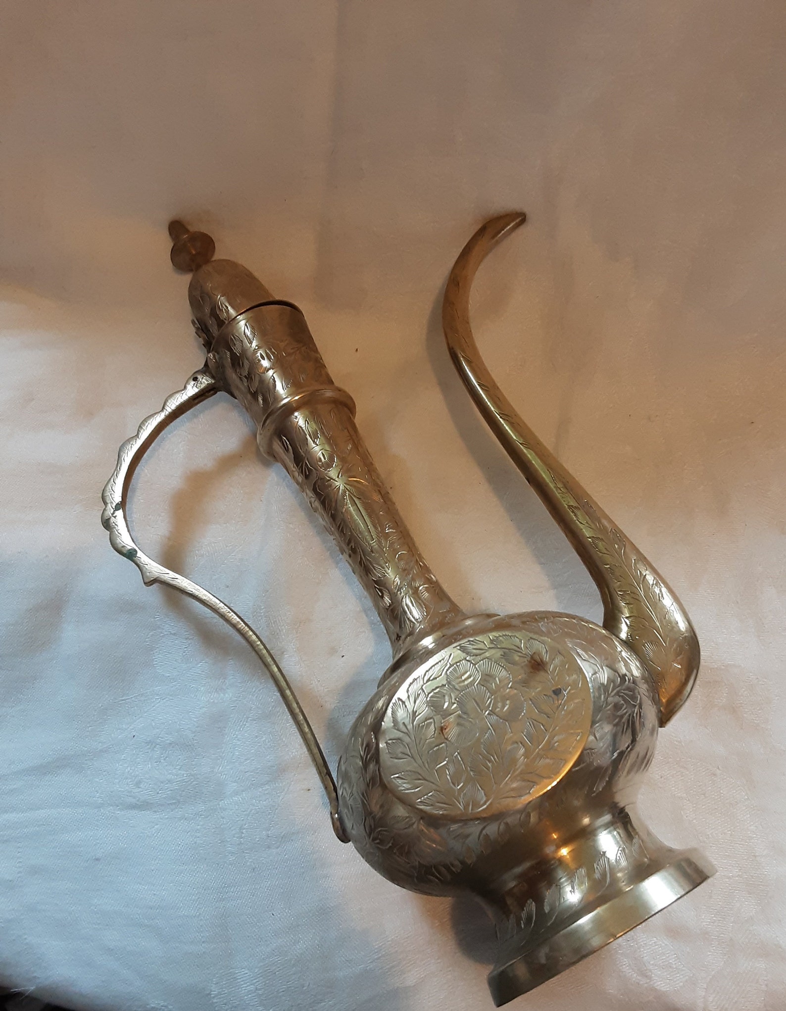 Vintage Ornate Tea Pot Tall Brass Made in India Hinged - Etsy