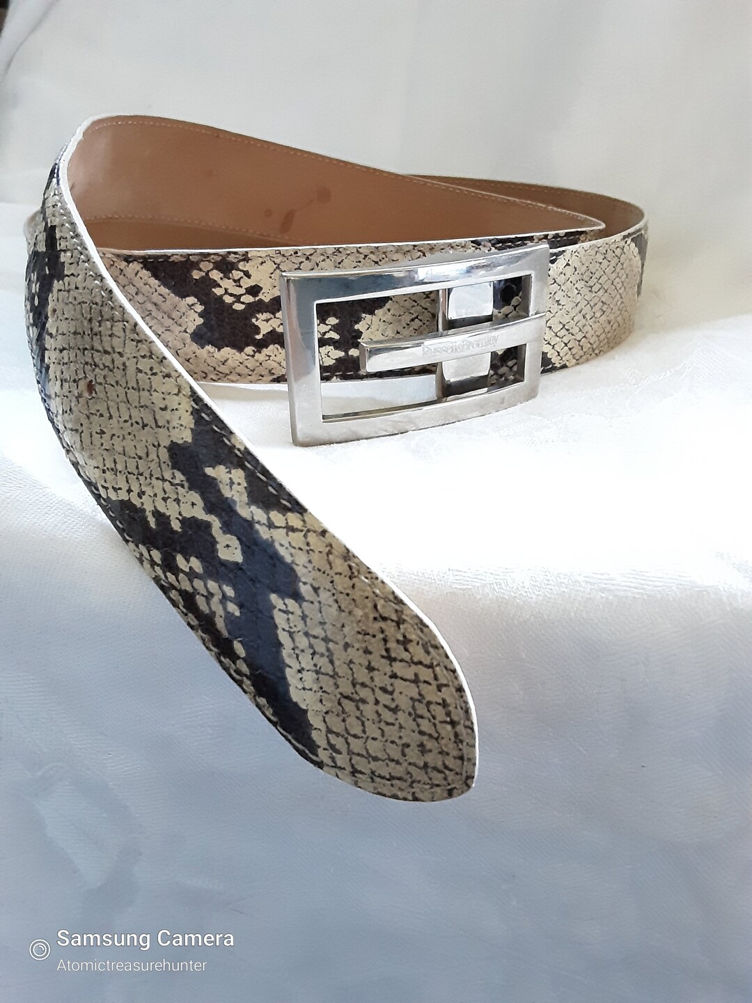 Vintage Leather / Snake Belt Marked Size 110/44 Made in Italy Silver ...