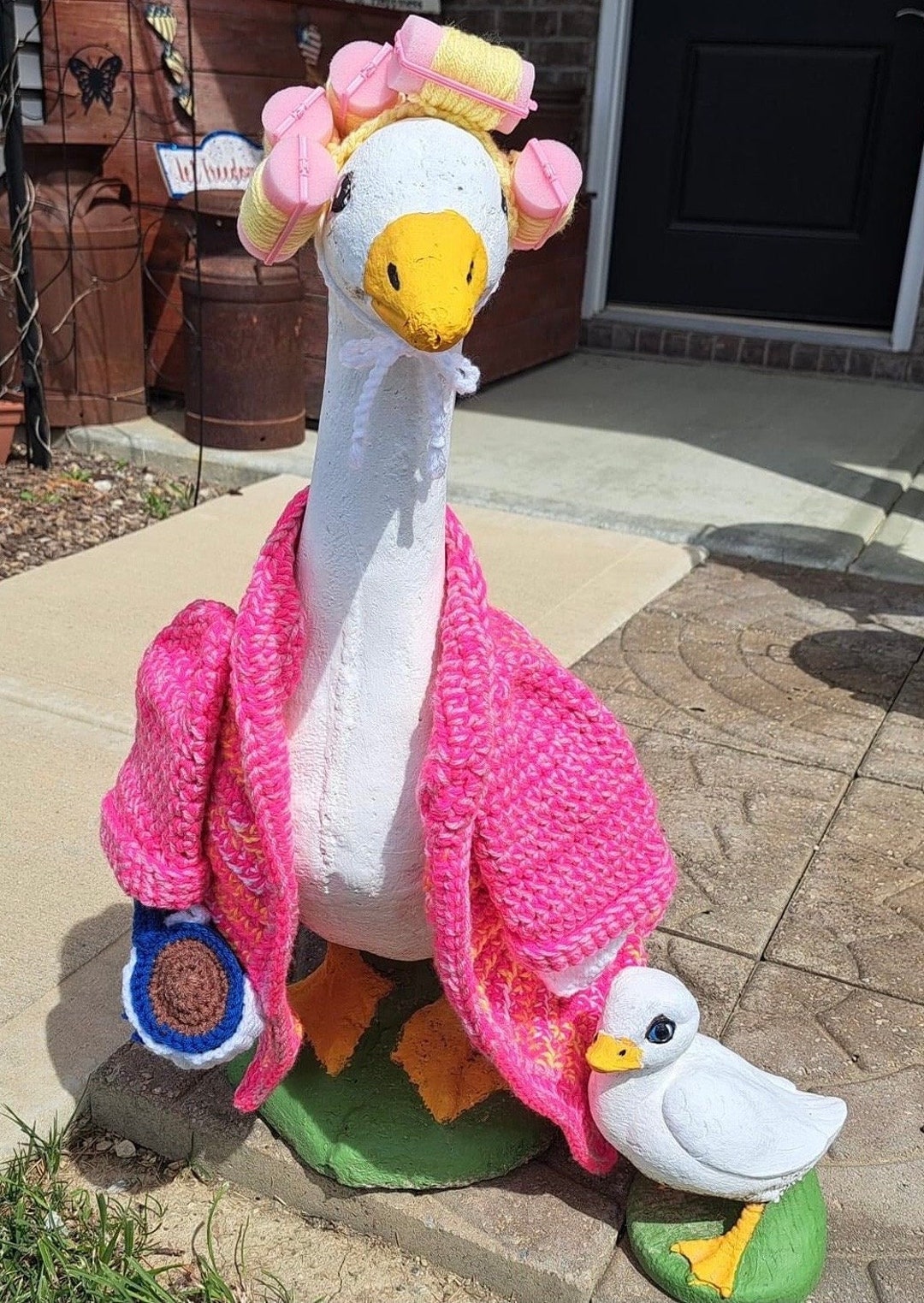 Handmade Crochet Goose Robe With Coffee & Curlers - Etsy