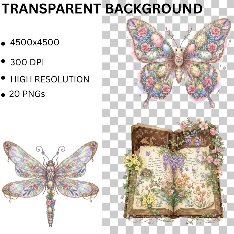 Spring Watercolor Clipart Bundle | Easter Butterflies, Bunnies, Florals ...