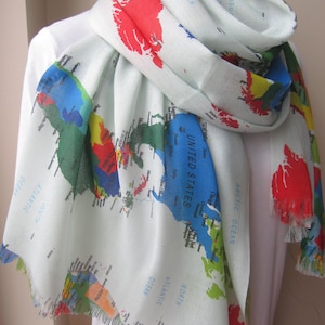 Map Scarf -world Map Scarf-map Print Long Scarf-men's Book Scarf-women ...