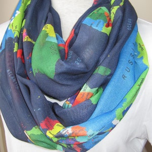 World Map Scarf-map Print Infinity Scarf -men Women Scarves-teacher ...