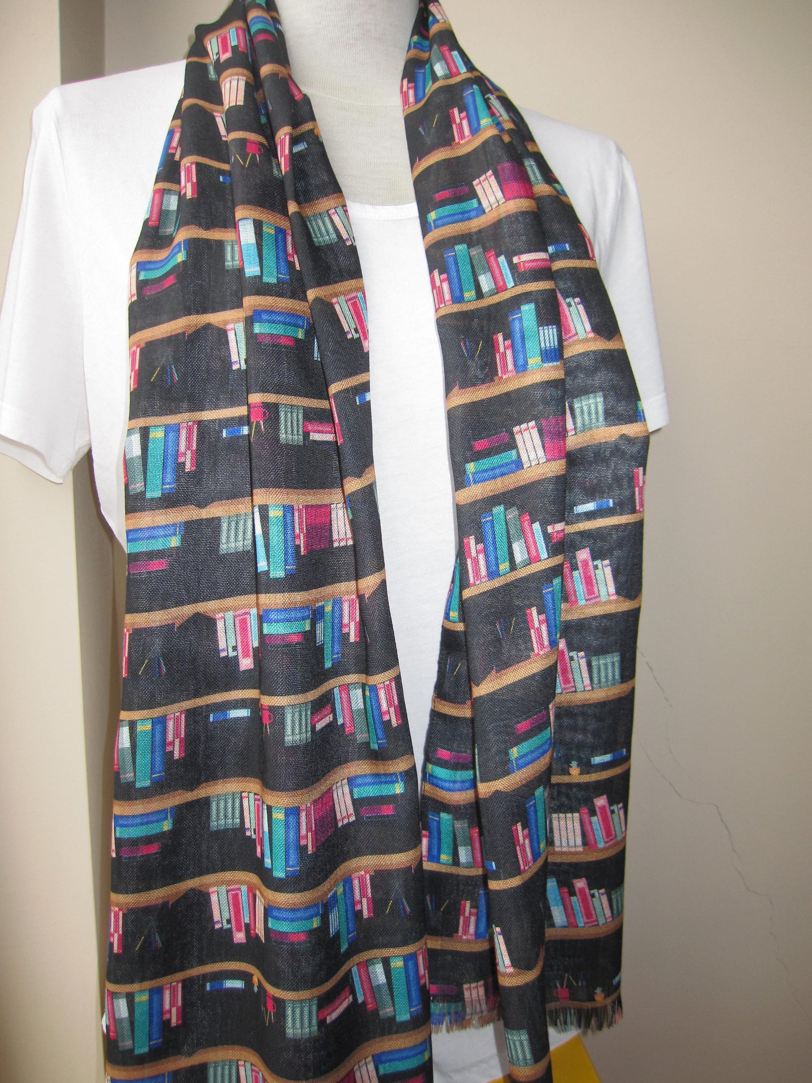 Book Scarf-bookshelf Scarf Infinity-library Scarf Long Book - Etsy