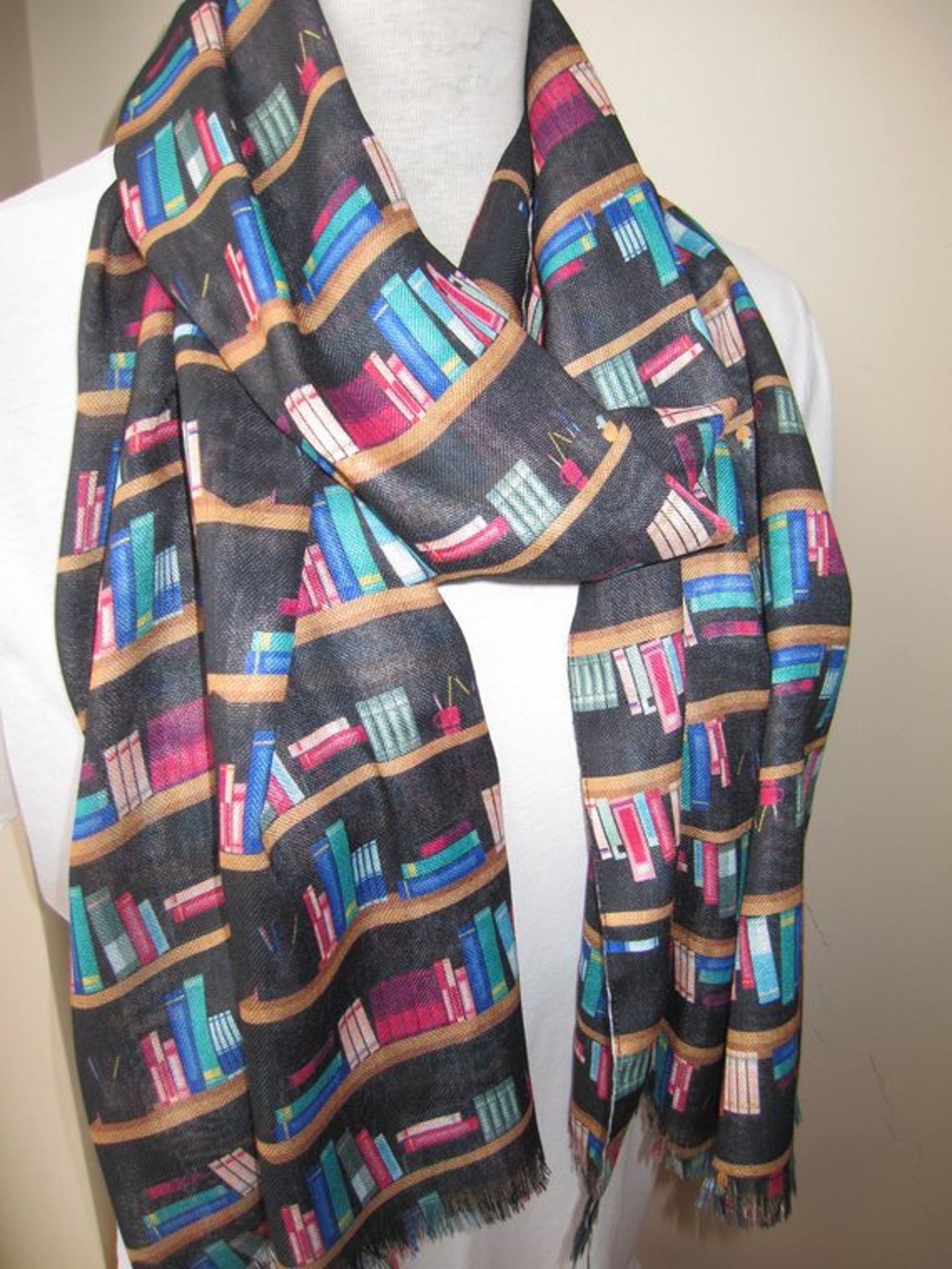 Book Scarf Bookshelf Library Bookworm Scarf Long Men's - Etsy