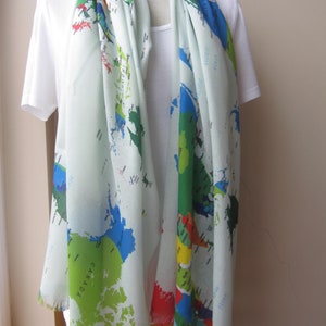 Map Scarf -world Map Scarf-map Print Long Scarf-men's Book Scarf-women ...