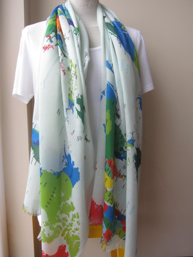 Map Scarf world Map Scarf-map Print Long Scarf-men's Book | Etsy