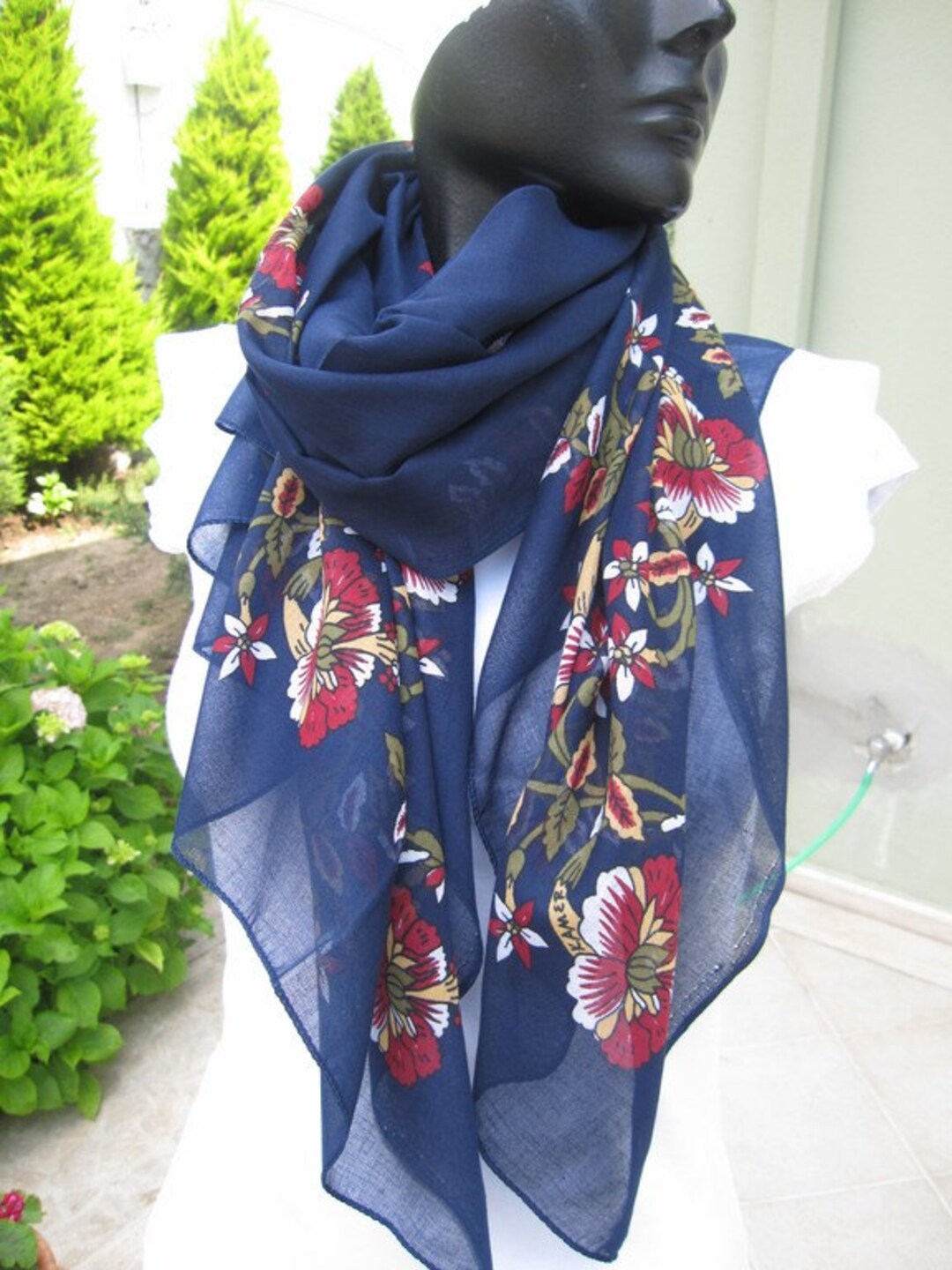 Yemeni-turkish Scarf, Traditional, Tribal, Ethnic, Floral,cotton Gauze ...