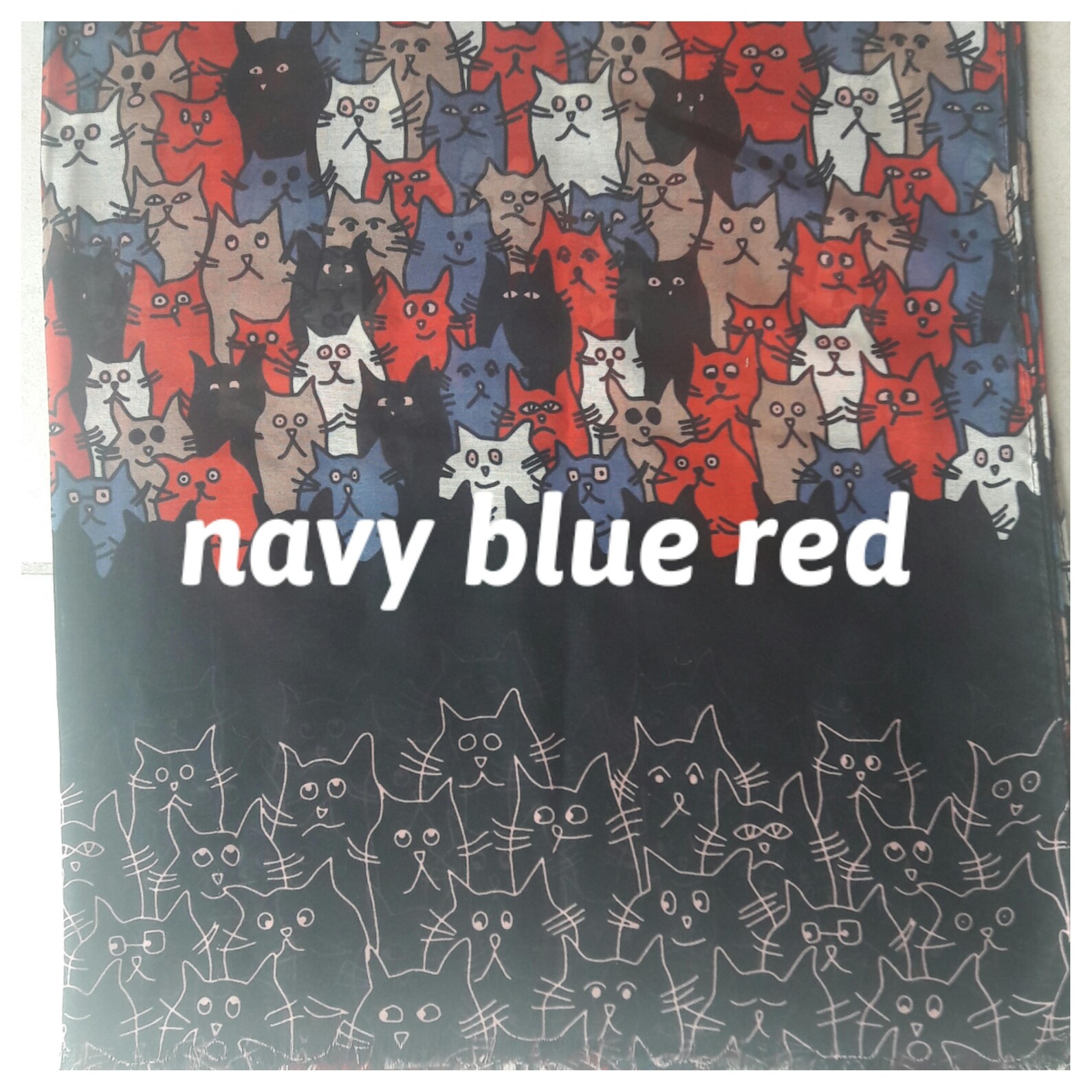 Cat Scarf-animal Scarves-cat Long Scarf-navy Blue Red Gray Cat - Etsy