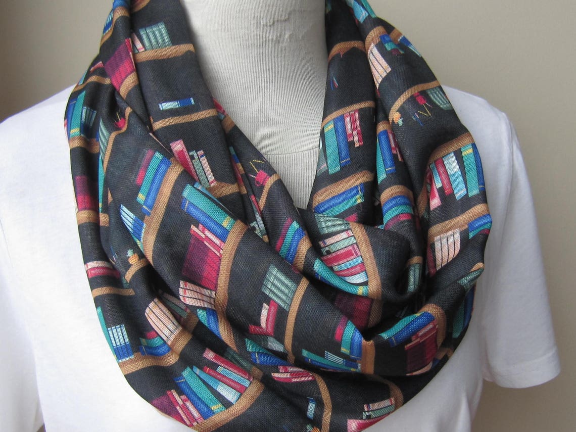 Book Scarf-bookshelf Scarf Infinity-library Scarf Long Book - Etsy