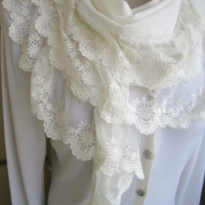 Lace Fringe Scarf - Etsy