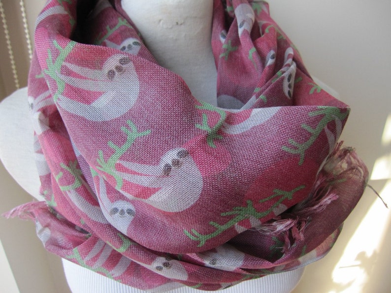 Sloth Scarf Animal Scarves-sloth Print Fabric Accessories | Etsy