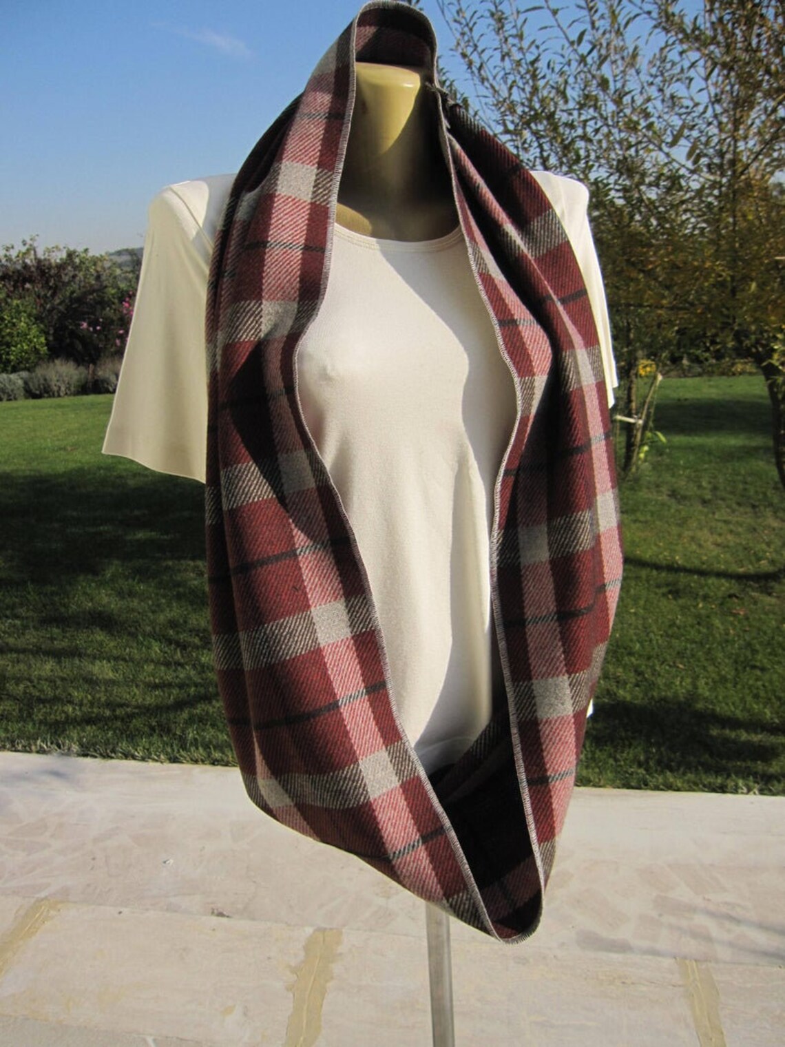 Plaid Infinity scarf Navy blue pink tartan plaid infinity | Etsy