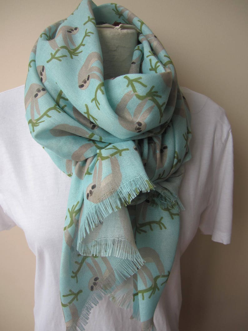 Sloth Scarf Animal Scarves-sloth Print Fabric Accessories | Etsy