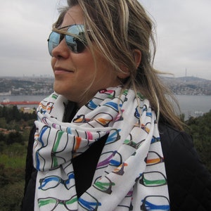 Eyeglass Scarf, Pop Art Style Scarf Eye Glasses Print Scarf- Eyeglasses ...