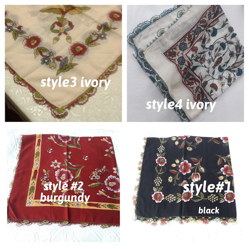 Floral Turkish Turkey Oya Scarf- Cotton Gauze Needle Lace Head Hijab ...