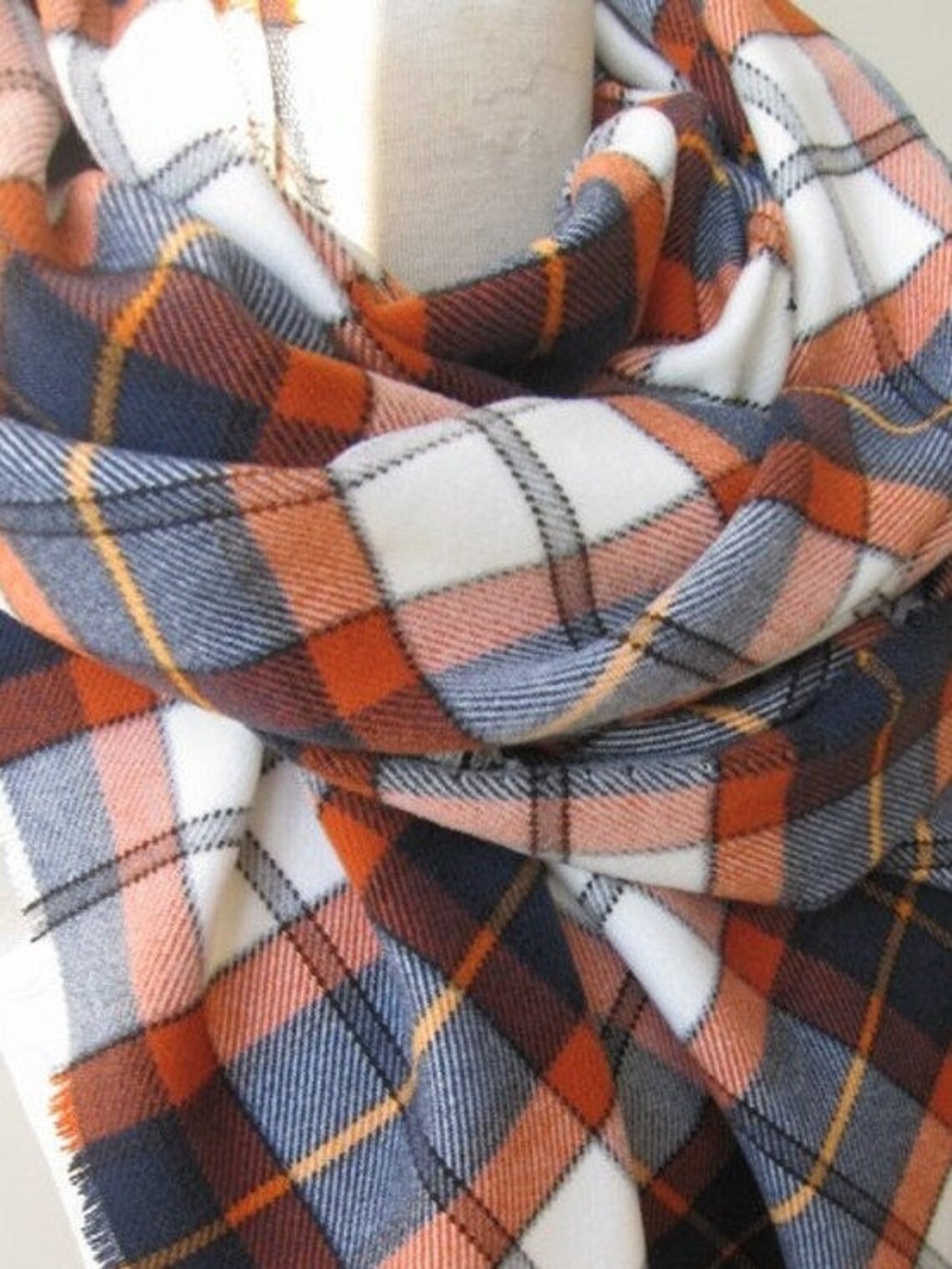 Denver Broncos scarves Orange navy blue white tartan Plaid | Etsy