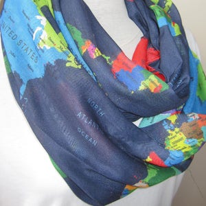 World Map Scarf-map Print Infinity Scarf -men Women Scarves-teacher ...