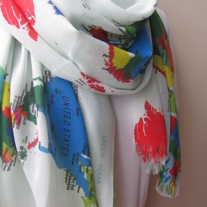 Map Scarf -world Map Scarf-map Print Long Scarf-men's Book Scarf-women ...