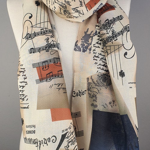 Music Scarf Music Notes Scarf Musical Text Print Scarf - Etsy