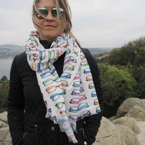 Eyeglass Scarf, Pop Art Style Scarf Eye Glasses Print Scarf- Eyeglasses ...