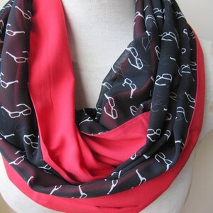 Eyeglasses Scarf, Eyeglass Print Scarf- Eye Glasses Patterned Black ...