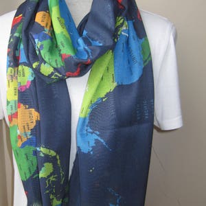 Map Scarf -world Map Scarf-map Print Long Scarf-men's Book Scarf-women ...