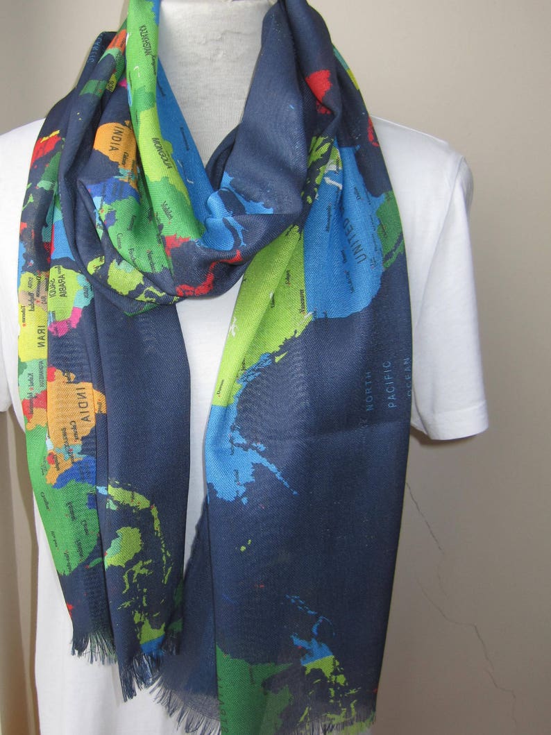 Map Scarf world Map Scarf-map Print Long Scarf-men's Book | Etsy