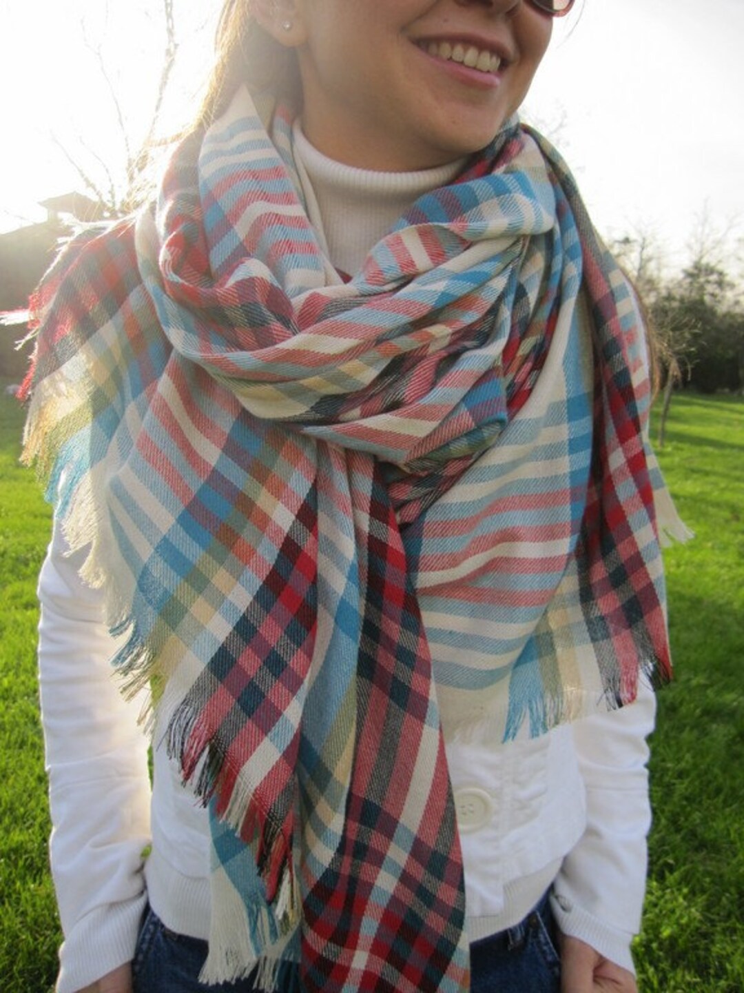 Trending Blanket Scarf / Fast Shipping-classic Tartan Plaid Scarf-fall ...