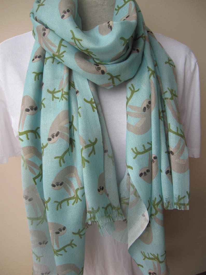 Sloth Scarf Animal Scarves-sloth Print Fabric Accessories | Etsy