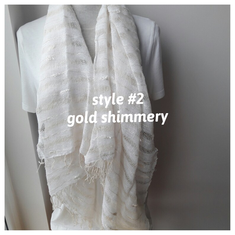 Ivory linen scarf linen scarf women woven gauze lightweight | Etsy