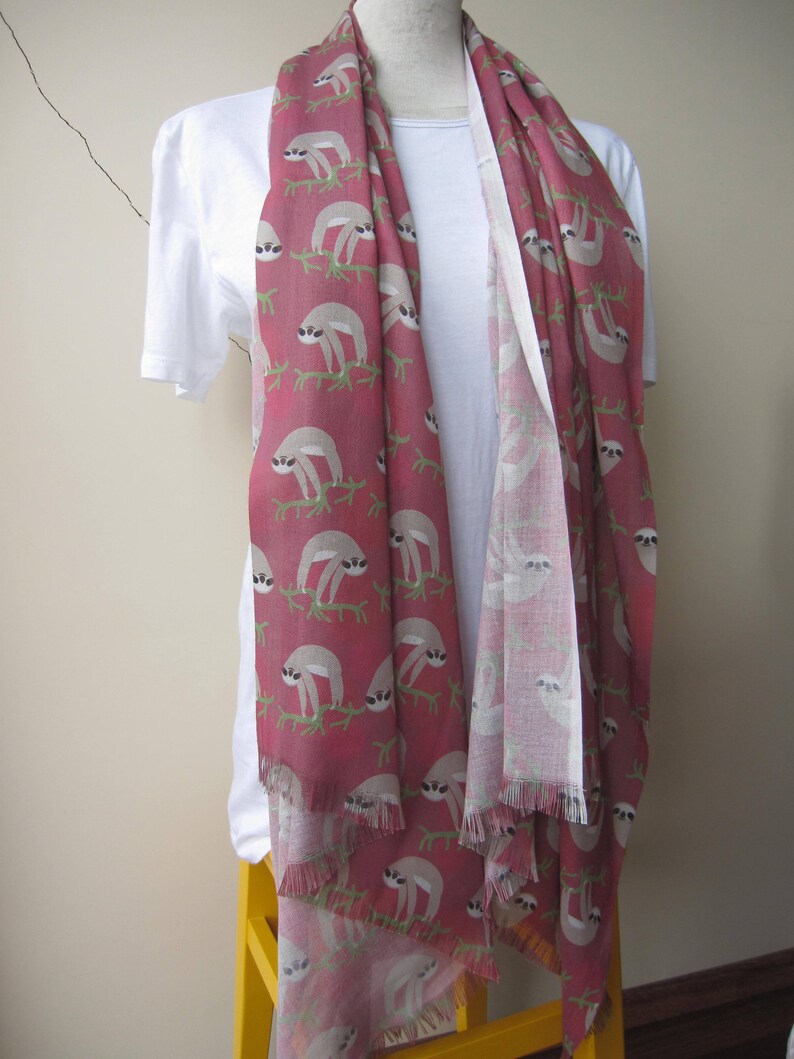 Sloth Scarf Animal Scarves-sloth Print Fabric Accessories | Etsy