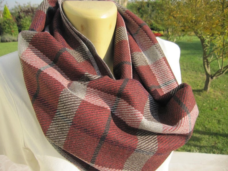 Plaid Infinity scarf Navy blue pink tartan plaid infinity | Etsy