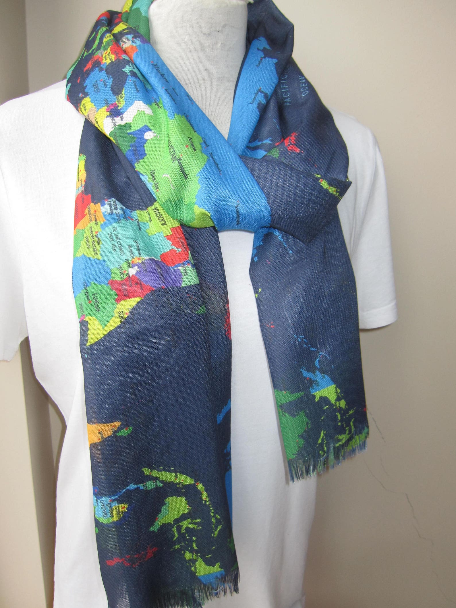 Map Scarf world Map Scarf-map Print Long Scarf-men's Book | Etsy