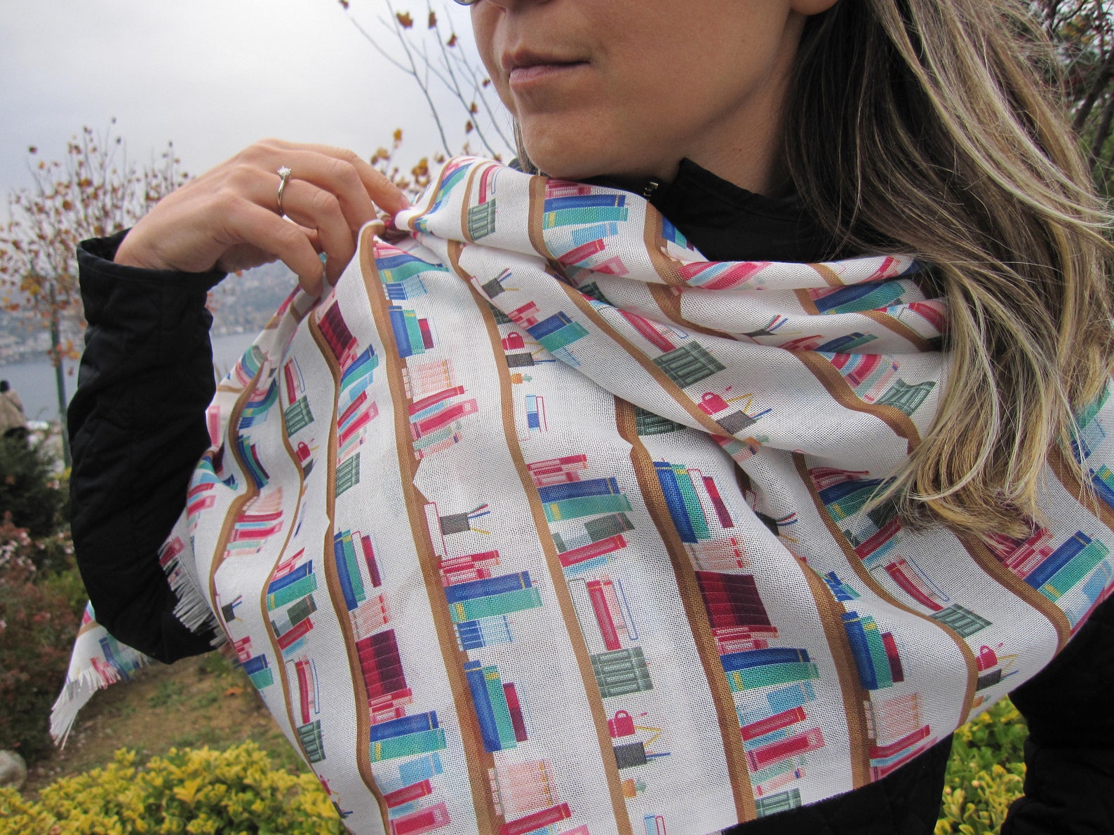 Book Scarf Bookshelf Library Bookworm Scarf Long Men's | Etsy