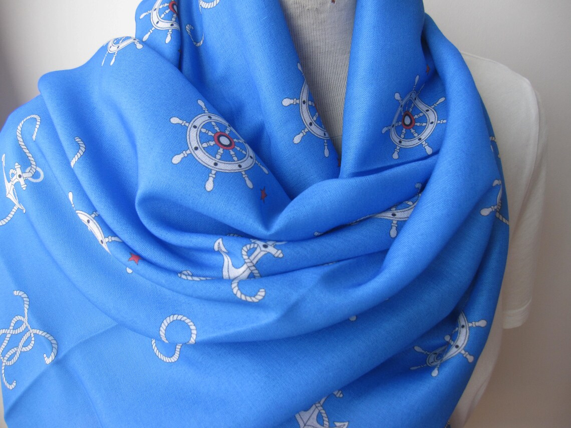 Nautical Scarves Navy Blue White Red Burgundy Nautical Scarf | Etsy