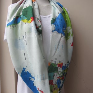 World Map Scarf-map Print Infinity Scarf -men Women Scarves-teacher Wanderlust Travel Book Lover ...