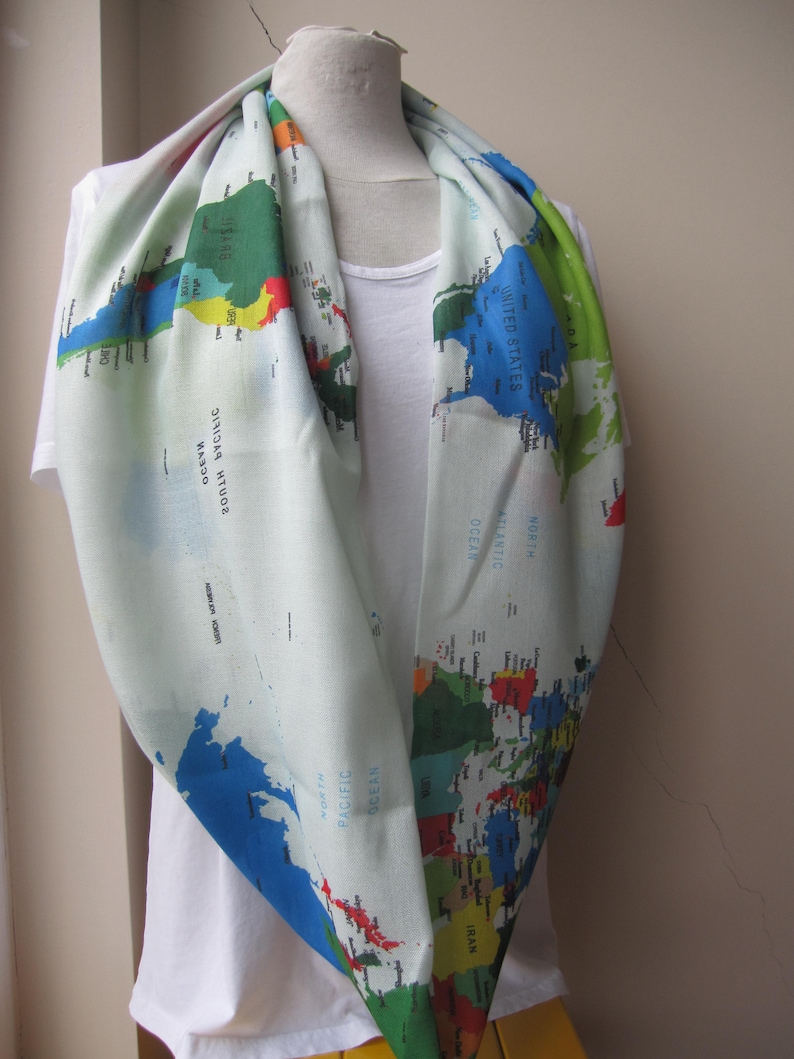 World map scarf-map print infinity scarf | Etsy