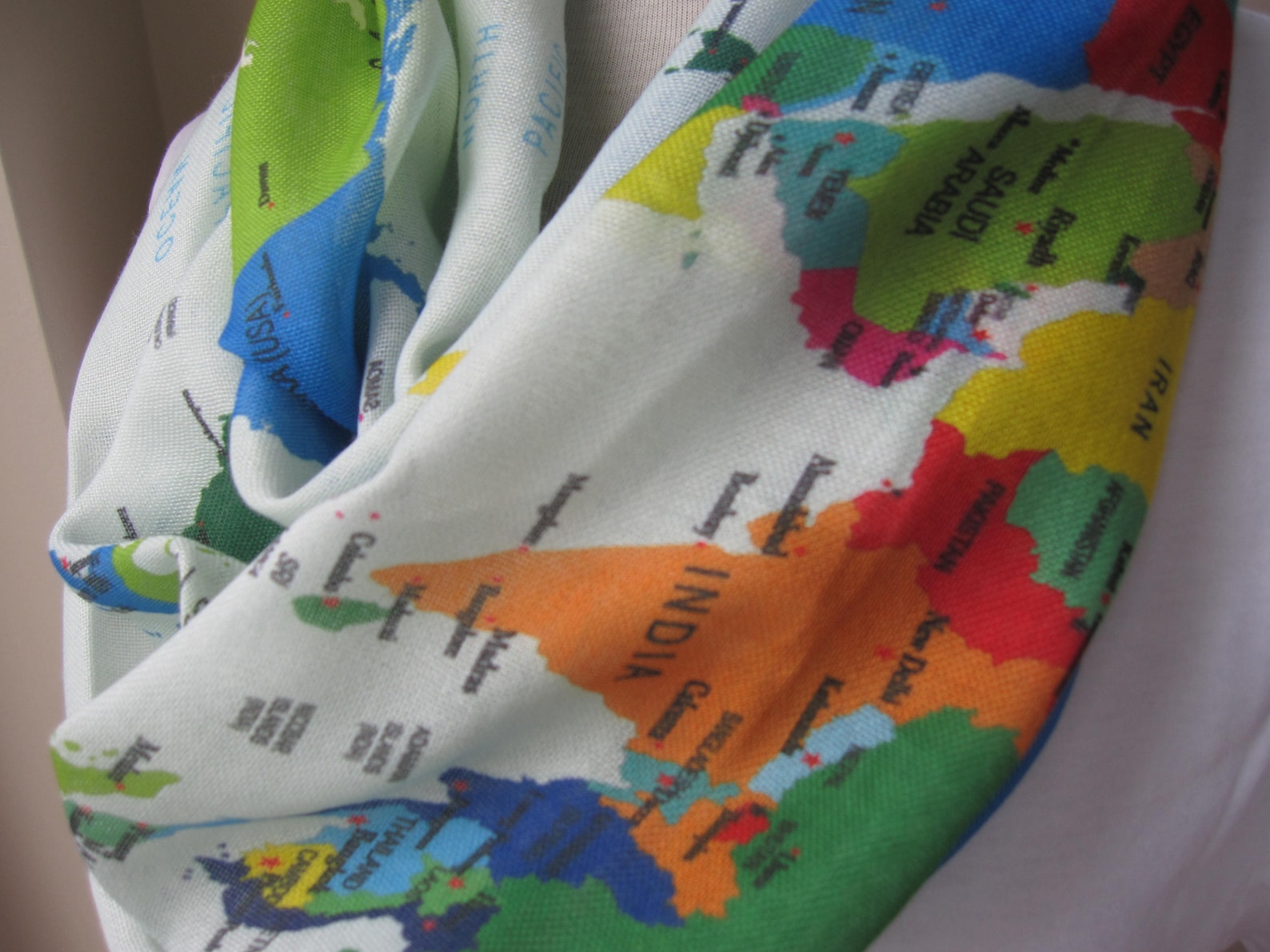 World map scarf-map print infinity scarf | Etsy