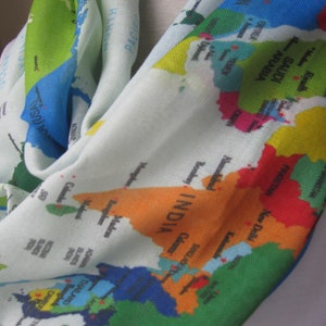 World Map Scarf-map Print Infinity Scarf -men Women Scarves-teacher Wanderlust Travel Book Lover ...