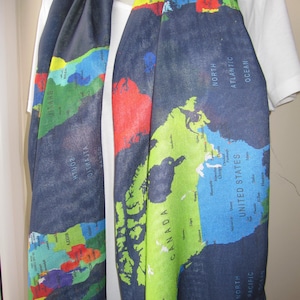 Map Scarf -world Map Scarf-map Print Long Scarf-men's Book Scarf-women ...
