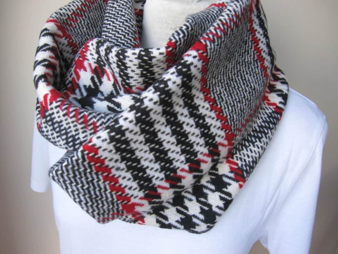 Plaid Infinity scarf Navy blue pink tartan plaid infinity | Etsy