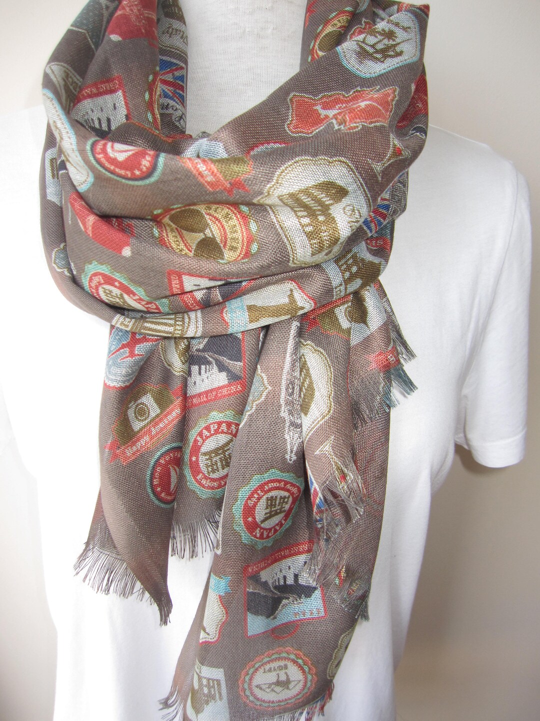 The Adventurer Scarf Travel Addict Lover Gift, City Sign Flag Print Men ...