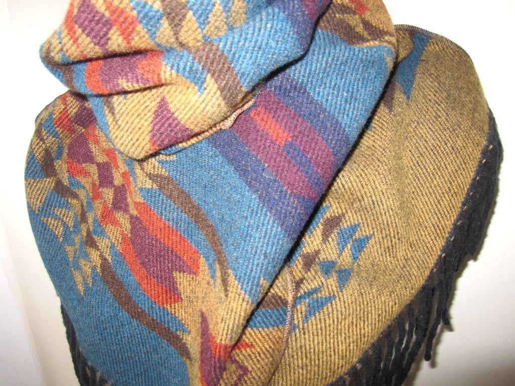 Ethnic tribal scarf aztec scarfwool blanket scarf | Etsy