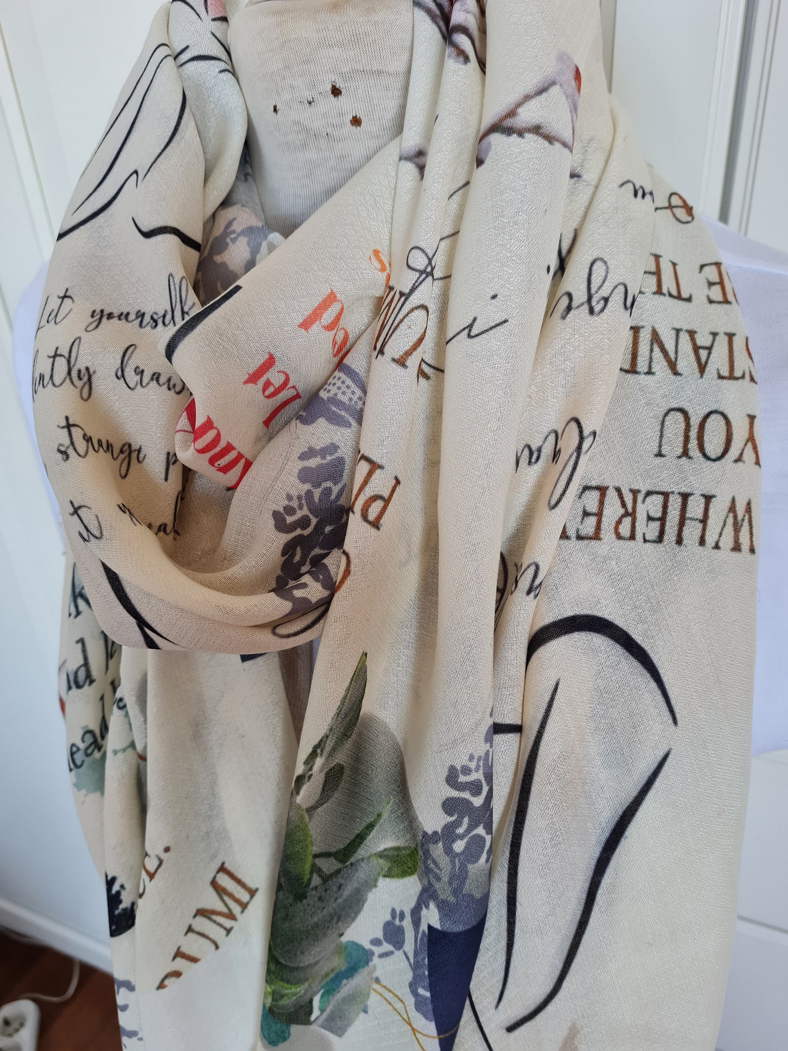 Rumi Quote Scarf, Writing Book Scarf - Inspirational Quote by RUMI ...