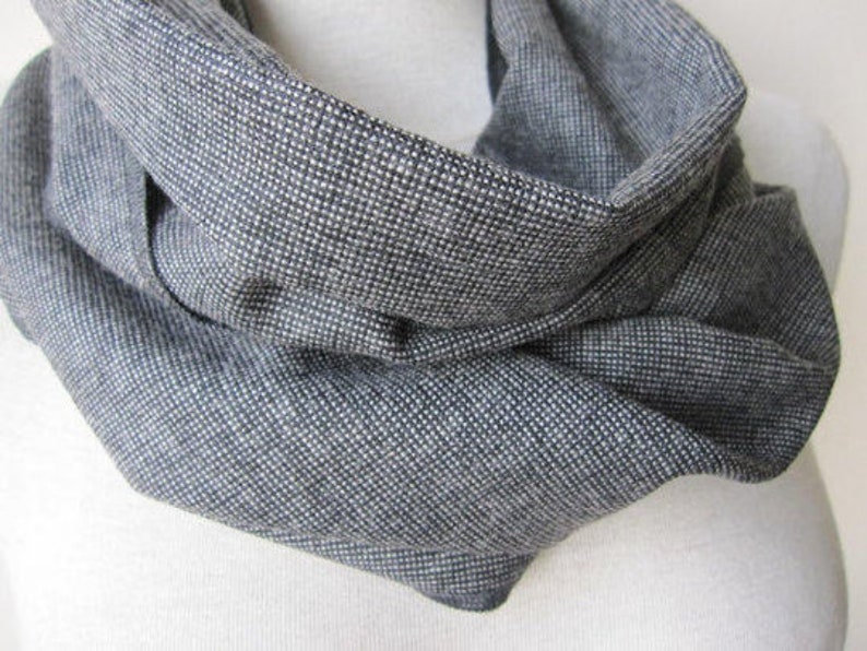 Grey Black Herringbone, Cashmere Infinity Scarf, Super Warm Infinity ...