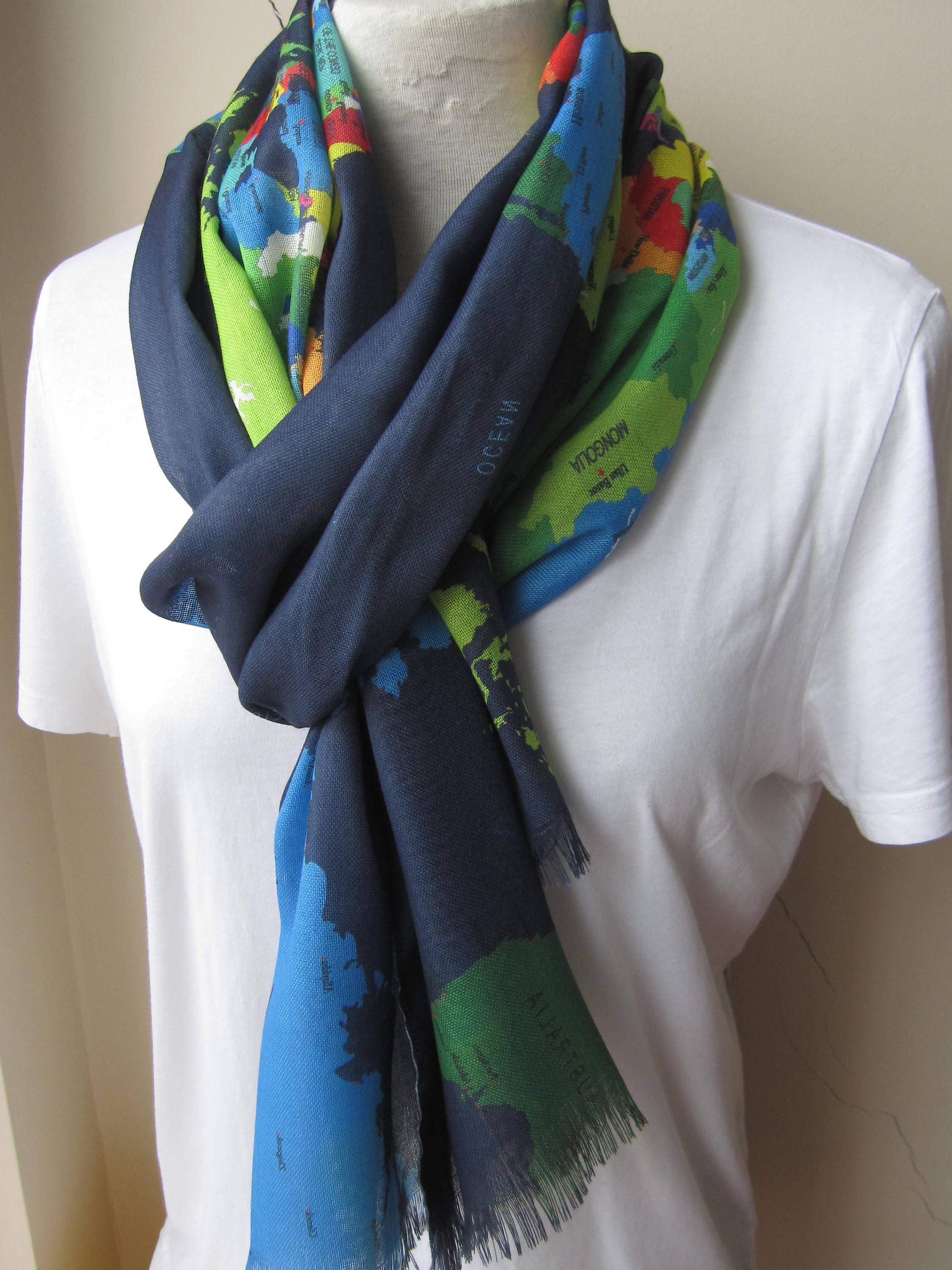 Map Scarf -world Map Scarf-map Print Long Scarf-men's Book Scarf-women ...