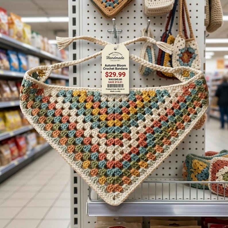 Easy Crochet Granny Triangle Bandana Pattern, Boho Head Scarf (PDF) - Etsy