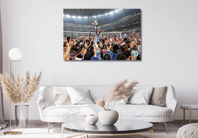 Lionel Messi Argentina Champions Canvas Print, Fifa World Cup Art ...